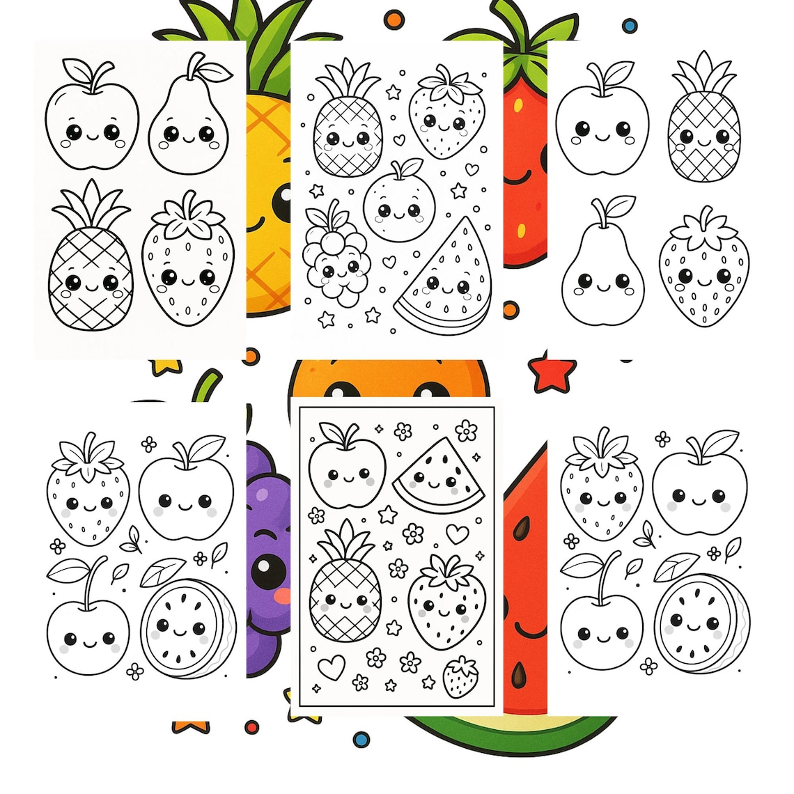 20 Cute Kawaii Fruit Coloring Pages - Adult and Kids Coloring Book ...