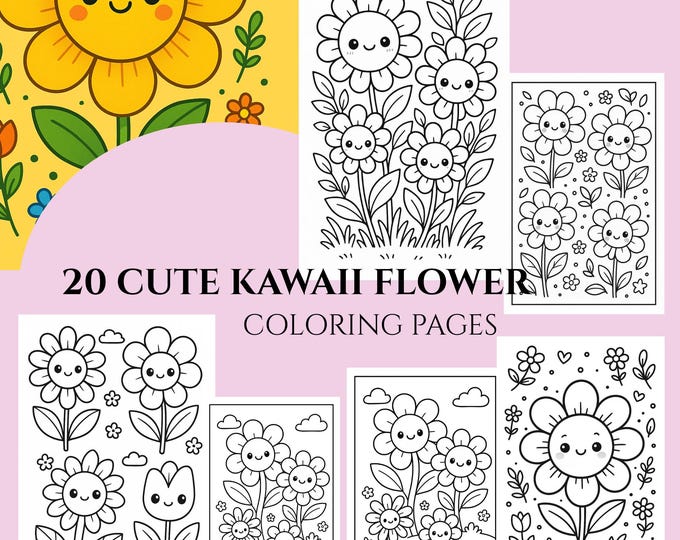 Kawaii Coloring Pages, Kawaii Coloring Book, Kawaii Flower Coloring ...
