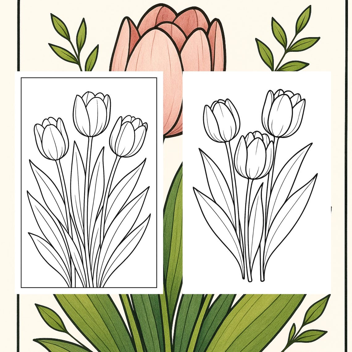 Tulip Flower Coloring Pages: 25 Floral Designs (printable PDF File ...