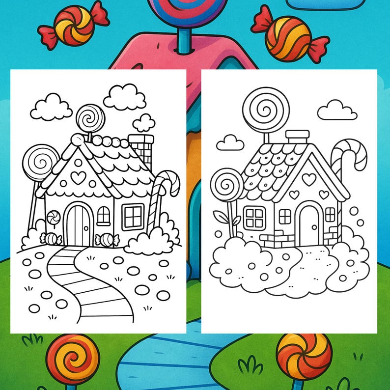 20 Cute Candy House Coloring Pages - Adult and Kids Coloring Book ...