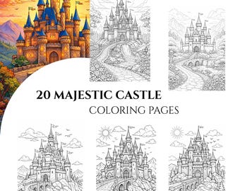 Majestic Castle Coloring Pages - Fantasy Art, Adult & Kids (printable ...