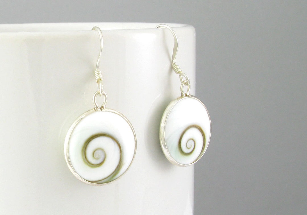 Round Shiva Eye Shell With 925 Sterling Silver Hook Earring (15 Mm) - Etsy