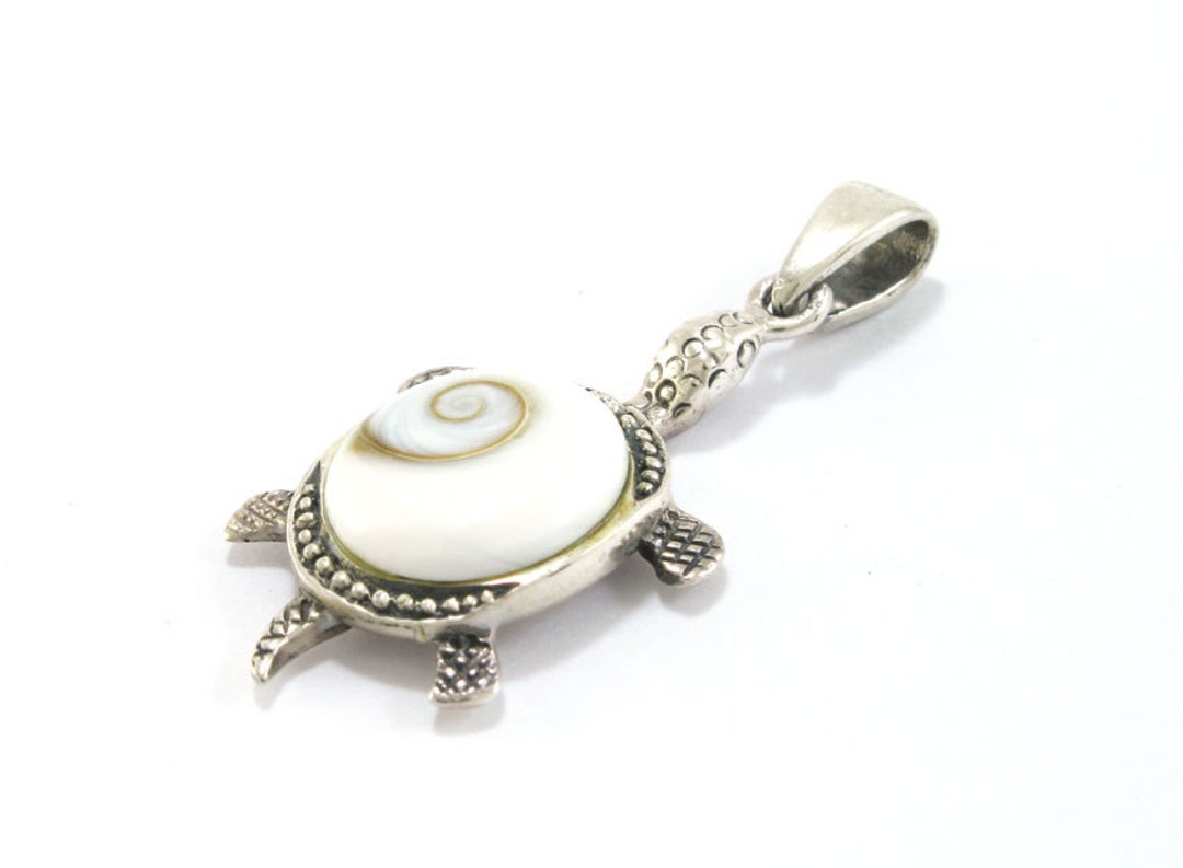 Silver Pendant Turtle Shape With Shiva Eye Shell - Etsy