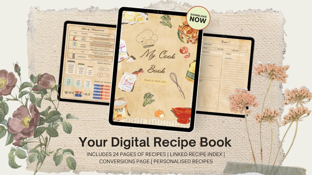 Digital Recipe Book Journal Template Goodnotes, Ebook, iPad Notes ...