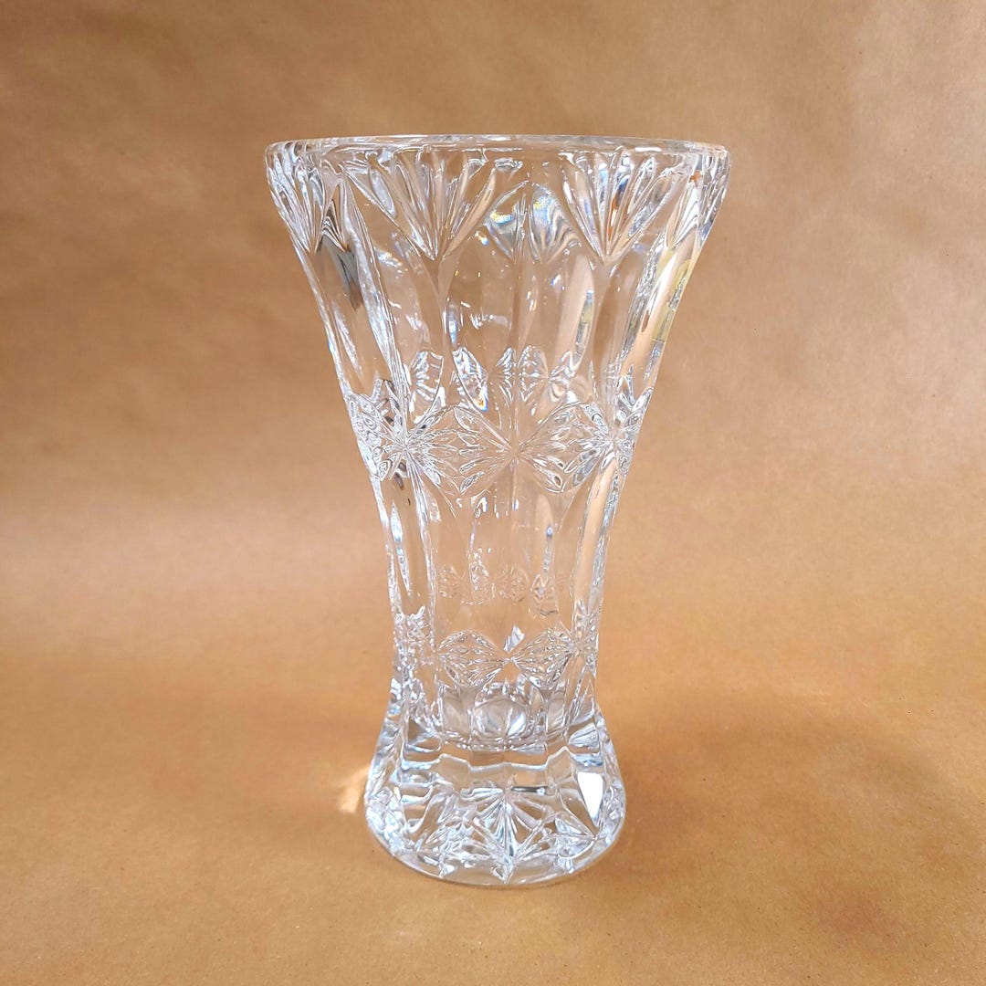 Beyer Bleikristall Crystal Vase, West German Cut Crystal Flower Holder ...