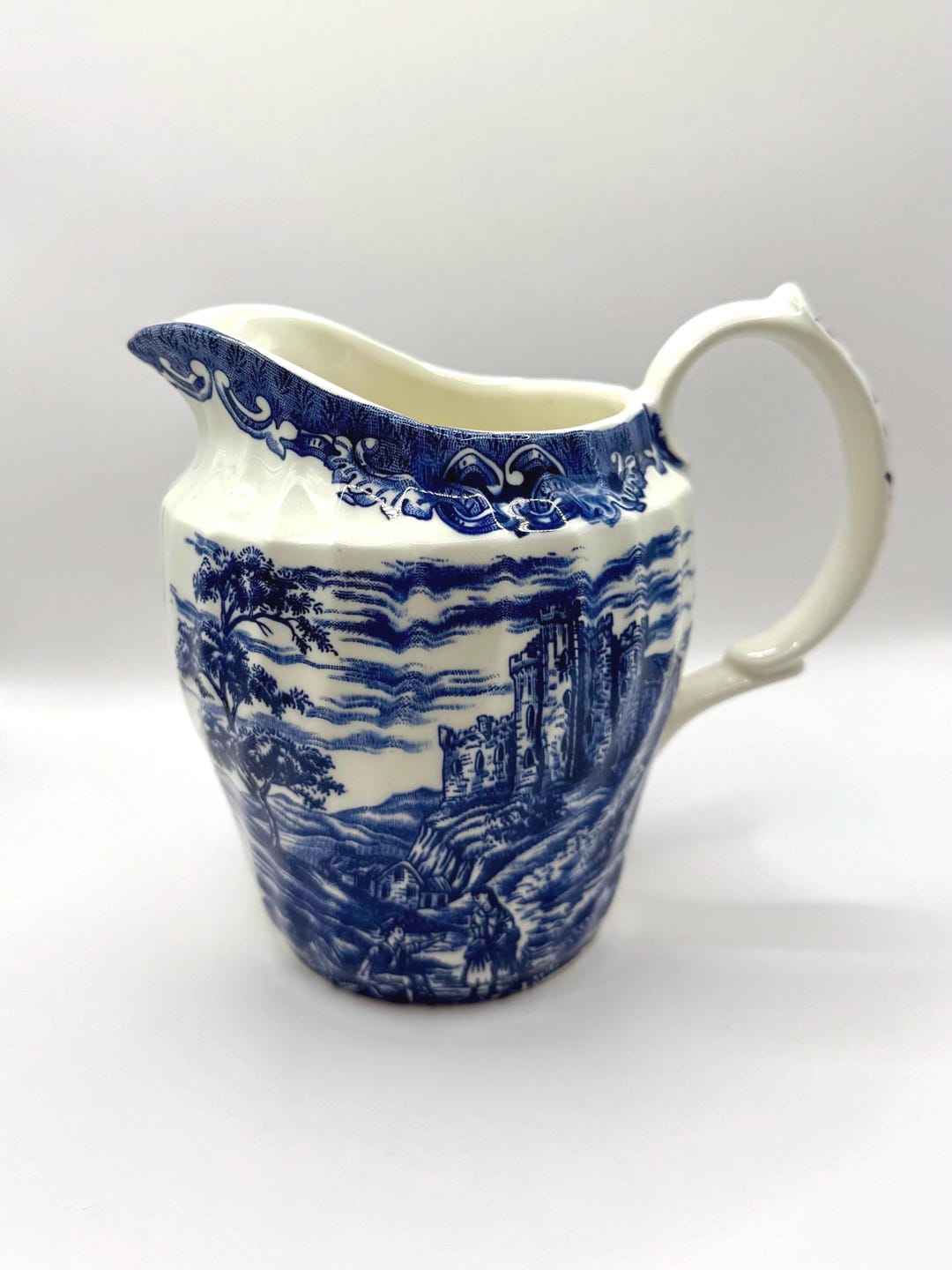 Vintage English Blue & White Pitcher | Anchor Ironstone “olde Country ...