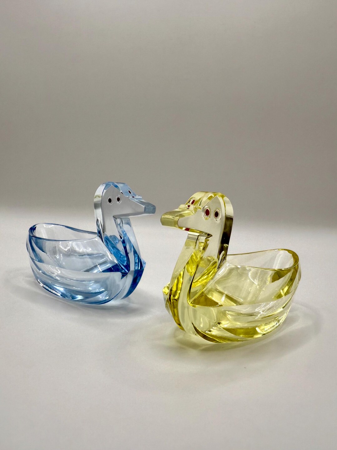 Vintage Glass Duck Salt Cellars Pair | Art Deco Style Hand-blown ...