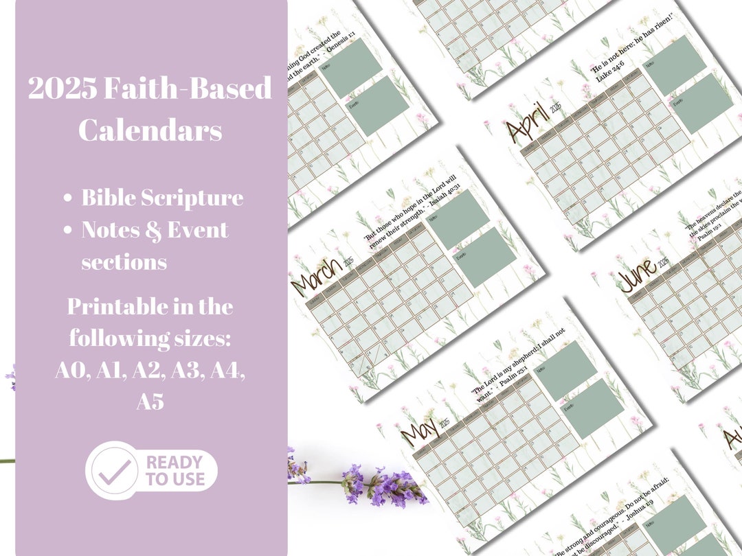 Faith Based Monthly Calendar, Motivational Journal, Faith-based Daily ...