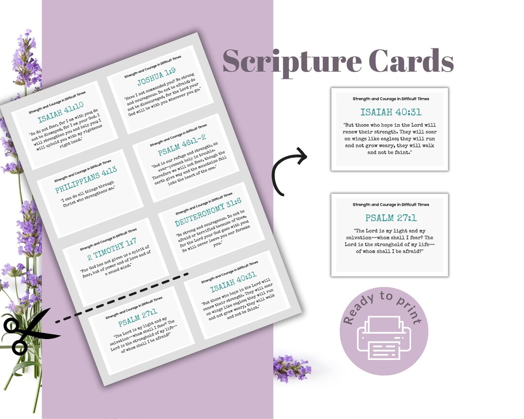 Bible Verse Printable Cards, Christian Memory Cards, Faith-based Daily ...