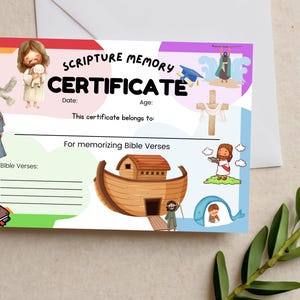 Bible Verse Memorization Certificates for Kids, Sunday School ...