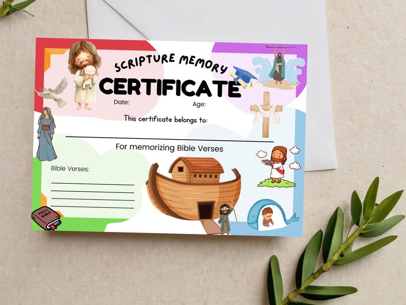 Bible Verse Memorization Certificates for Kids, Sunday School ...