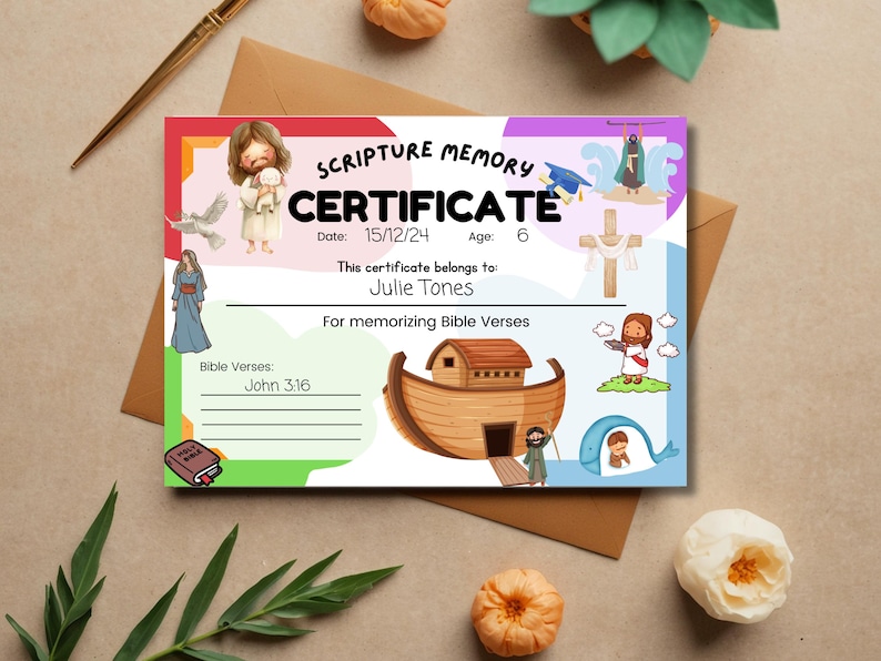 Bible Verse Memorization Certificates for Kids, Sunday School ...