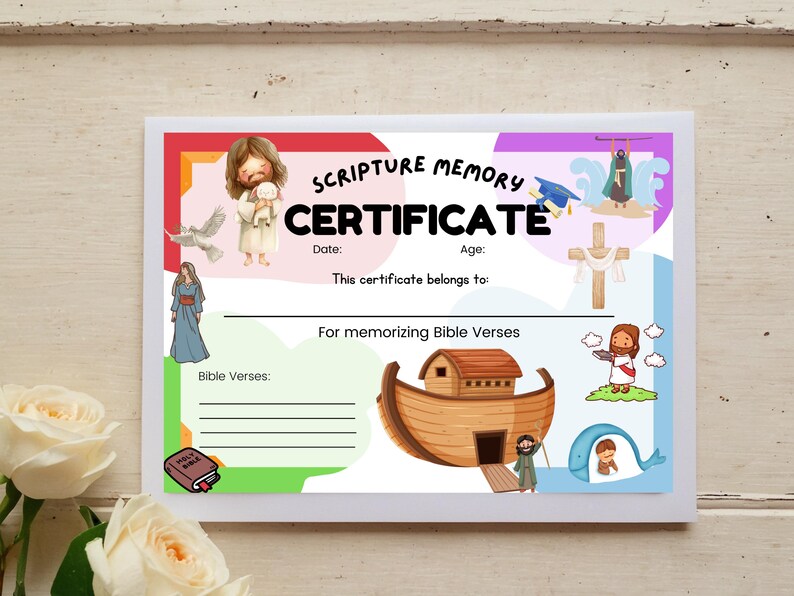 Bible Verse Memorization Certificates for Kids, Sunday School ...