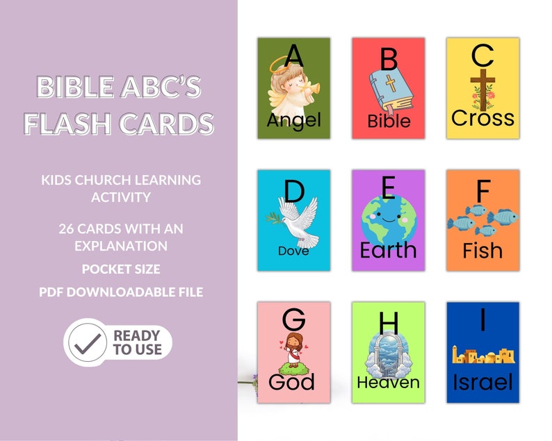 Kids Bible Abcs Flash Cards, Christian Learning Resources Kit ...