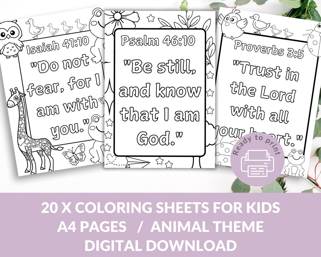 Bible Scriptures Coloring Pages for Kids, Christian Printables, Kids ...