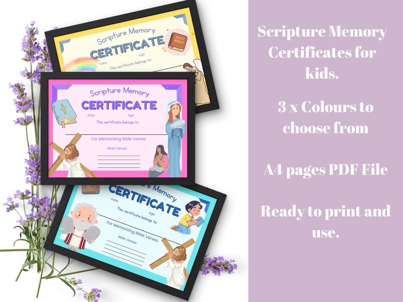 Sunday School Scripture Memory Certificate: Kids Church Achievement ...