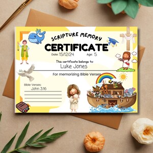Bible Verse Memorization Certificates for Kids, Sunday School ...