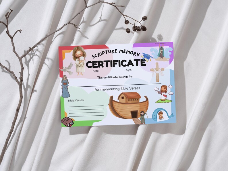 Bible Verse Memorization Certificates for Kids, Sunday School ...