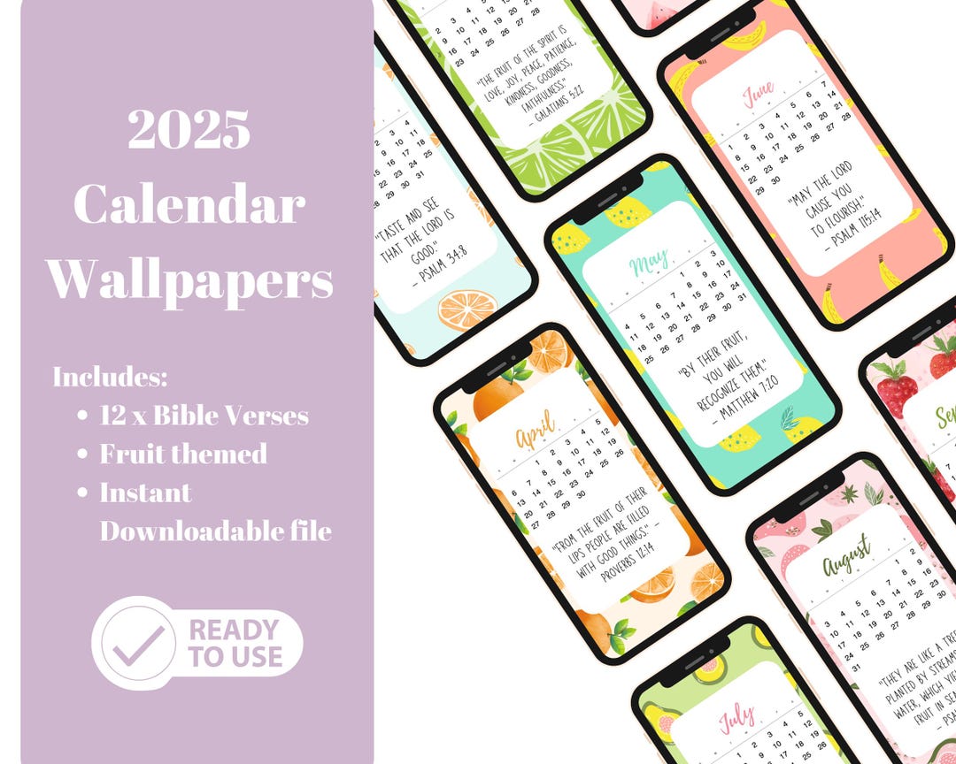 2025 Phone Calendar Wallpapers, Monthly Christian Bible Verse ...