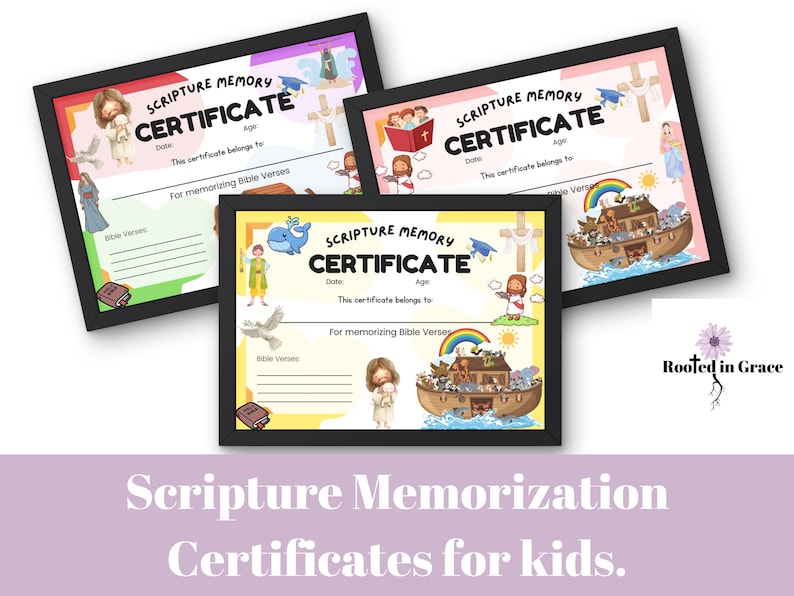 Bible Verse Memorization Certificates for Kids, Sunday School ...