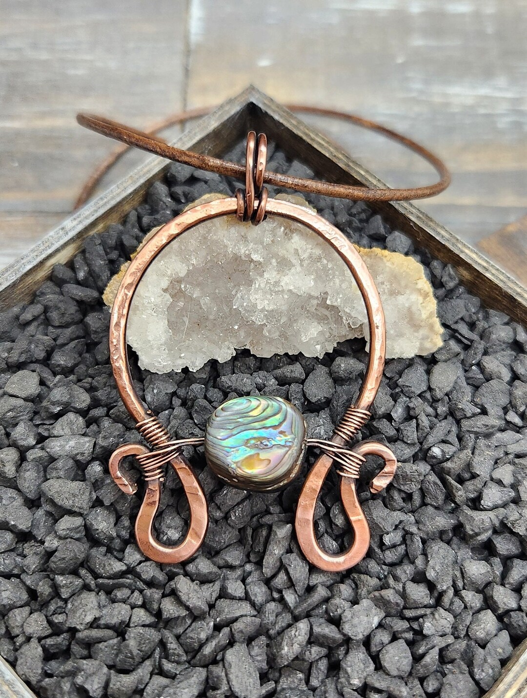 Rustic Hammered Copper Abalone Pendant Necklace Handmade in the USA - Etsy