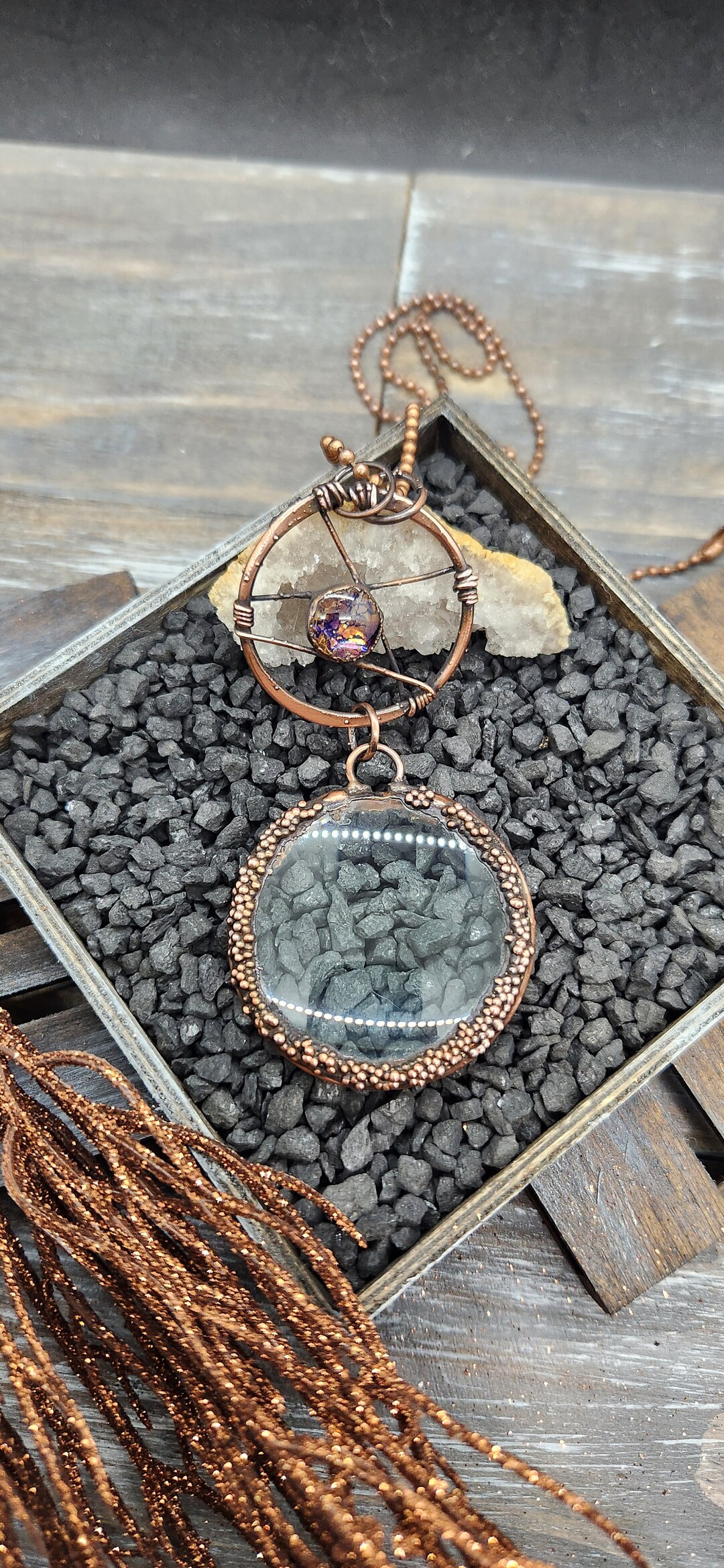 Copper Magnifying Glass Necklace-electroformed Handmade Pendant W/chain ...