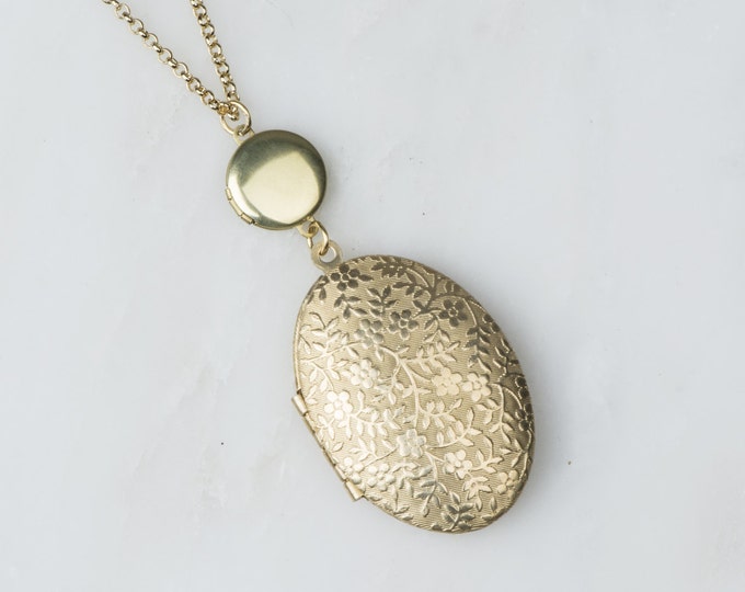 Double Locket Tiny Flower Pattern Necklace, Small Vintage Locket ...