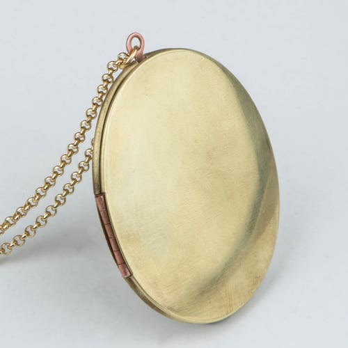 Large Simple Locket Necklace Plain Long Oval 1960s Simple - Etsy