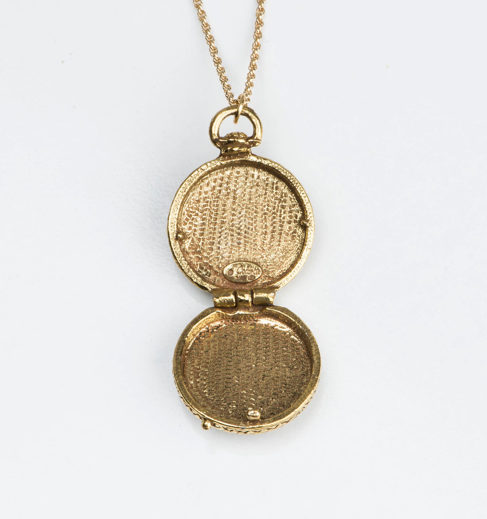 Raised Flowers Vintage Locket Necklace, Floral Gold Locket Pendant Long ...