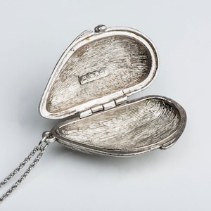 Mussel Shell Locket, Nautical Antique Pendant, Long Shell Necklace ...