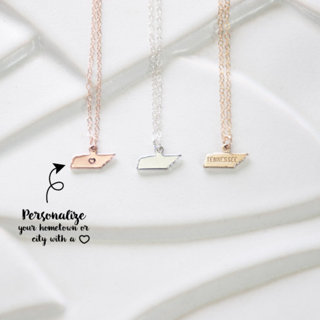 Small Gold Tennessee State Charm Necklace or Bracelet, Tennessee ...