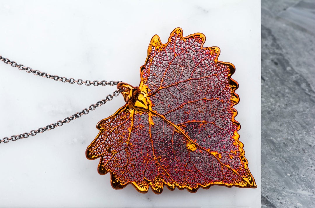 Leaf Pendant Necklace, Nature Jewelry, Long Necklace, Large Dipped ...