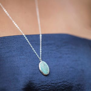 Ornate Turquoise Small Gold Locket Necklace, Long Oval Locket Blue ...
