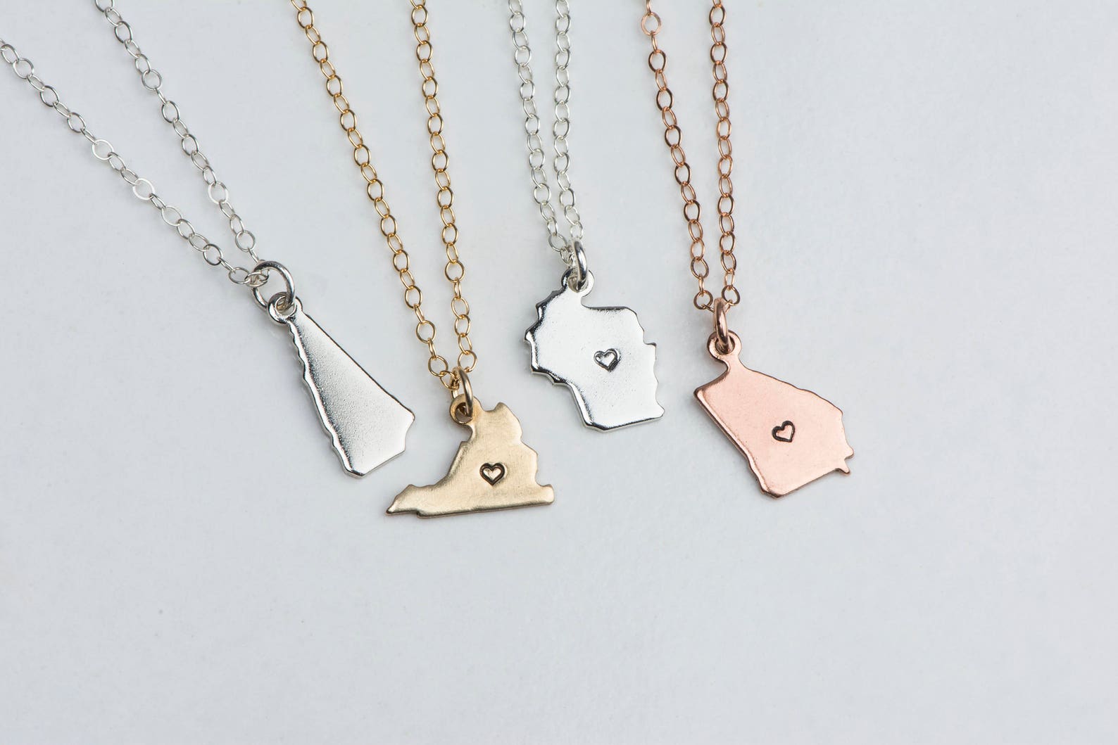 Personalized State Charm Necklace Custom Jewelry Hand - Etsy