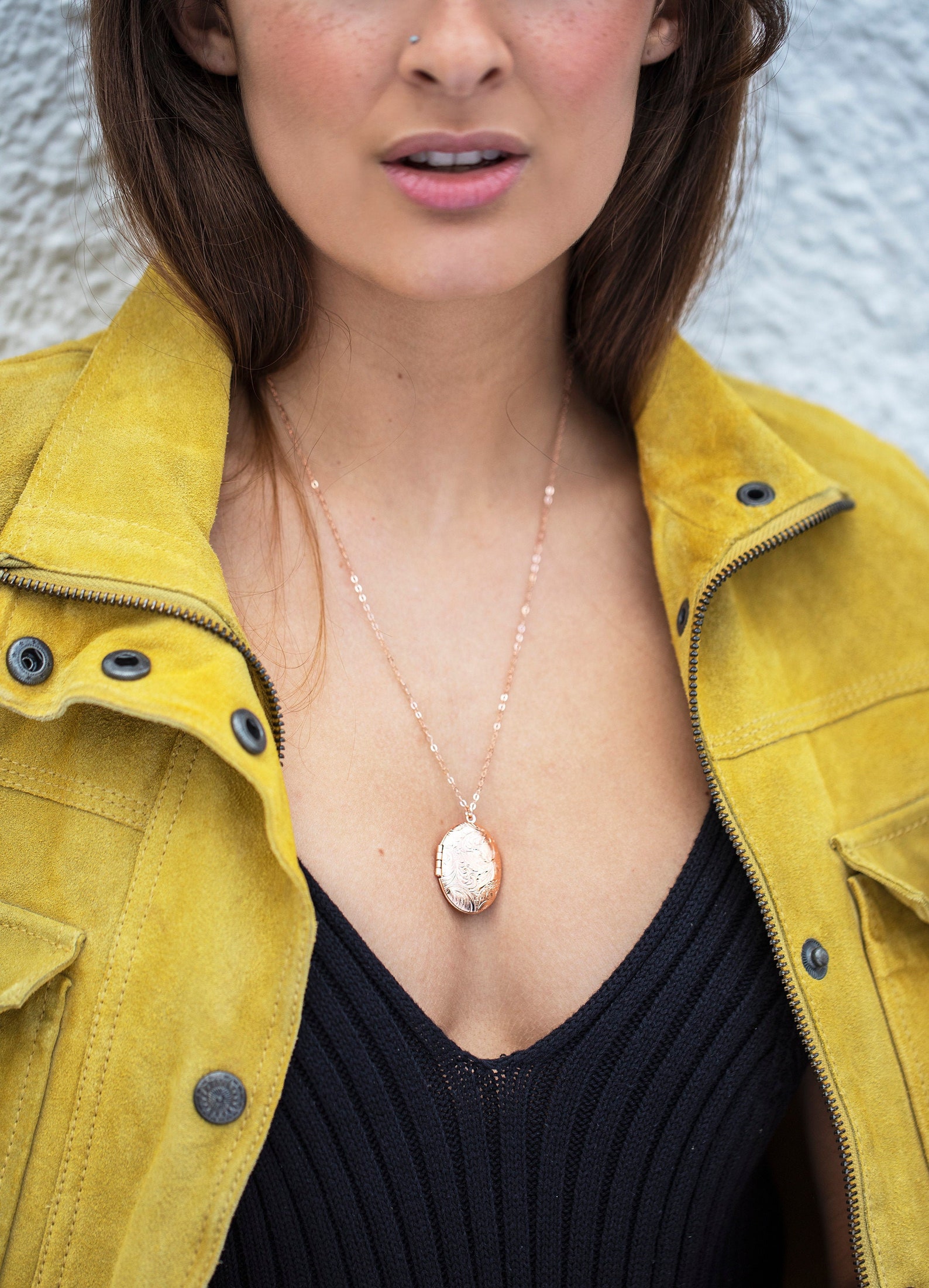 Gold Locket Necklace Medium Size Oval 14kt GF Chain | Etsy