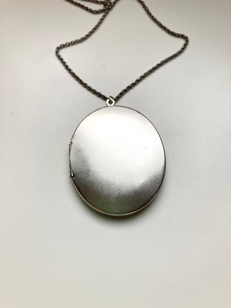 Large Simple Locket Necklace, Plain Long Oval 1960s Simple Brass ...
