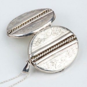 Antique Huge Sterling Silver Locket Necklace With Twisted Design and ...