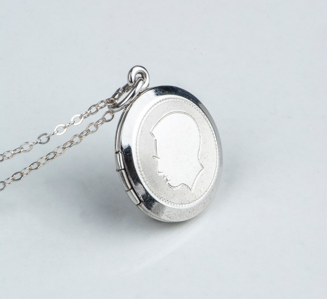 Vintage Sterling Silver Boy Silhouette Locket, Man Face Pendant, Man ...