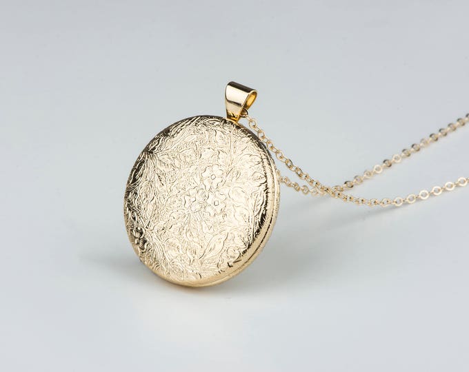 Small Round Gold Locket Necklace Dainty Everyday Small Locket Necklace ...