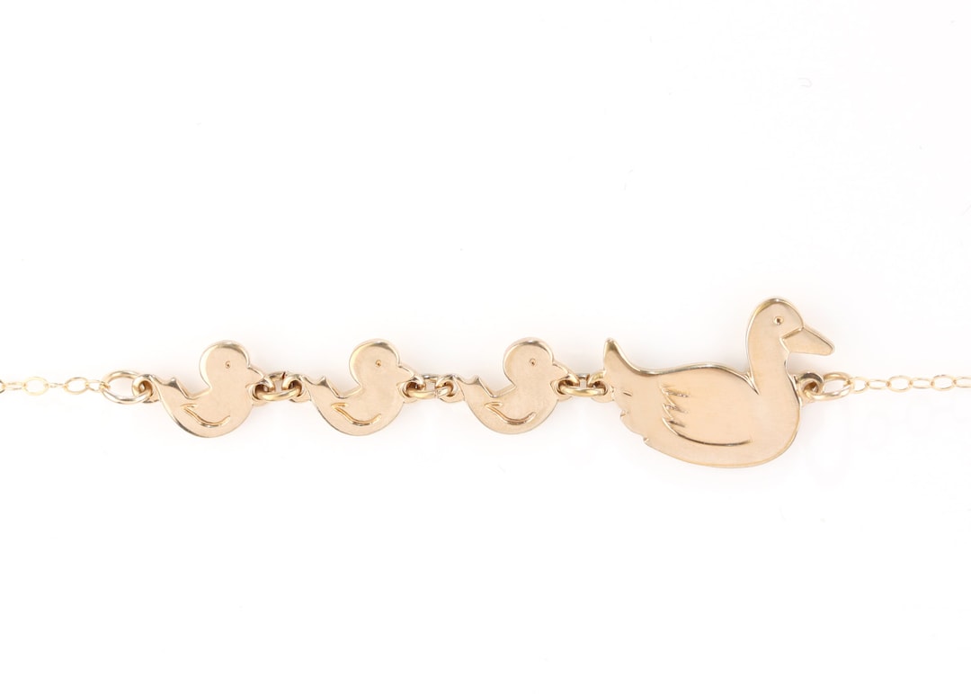 Family Duck Necklace, Vintage Duckling Pendant, Mother's Day Jewelry ...