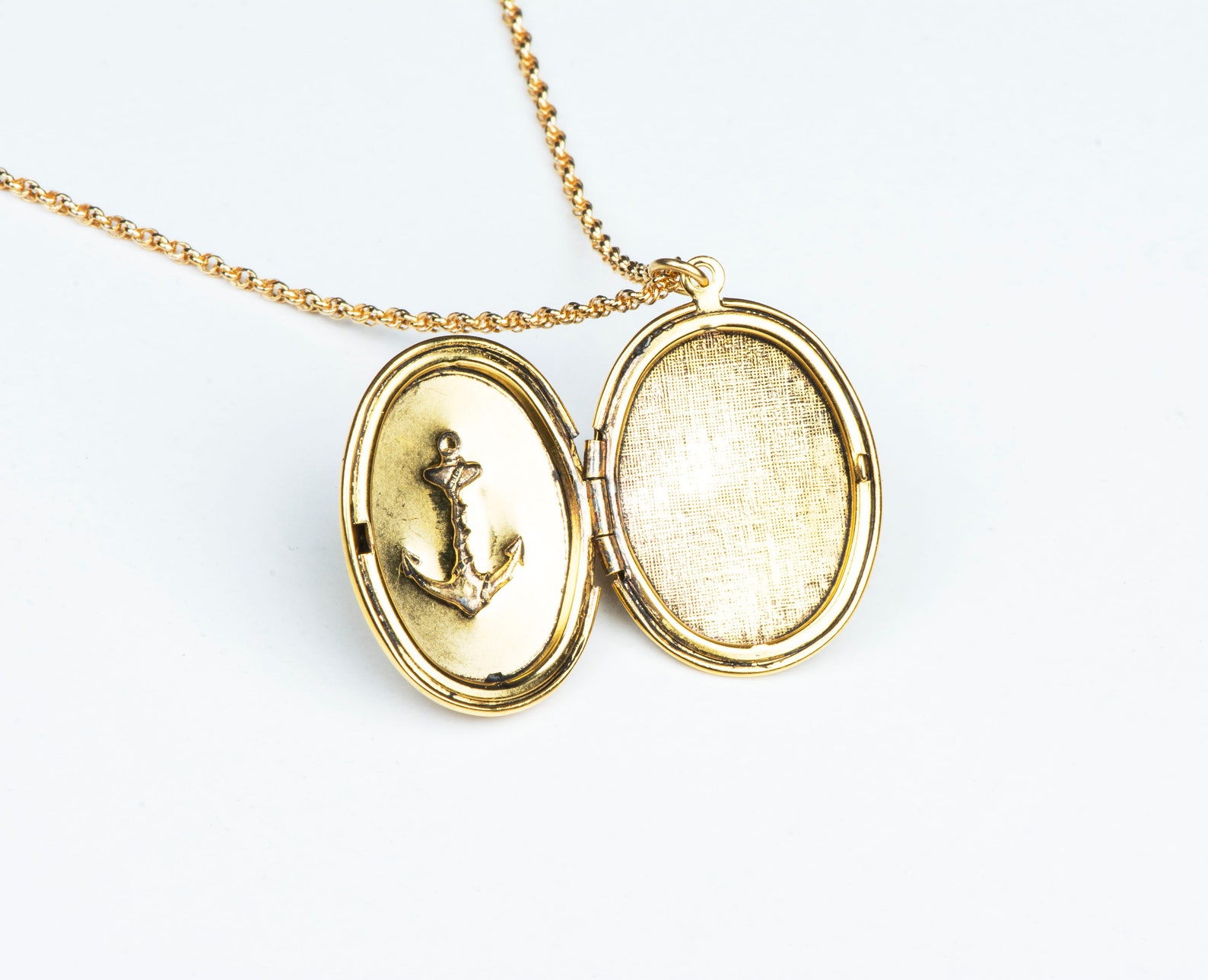 Anchor Necklace Nautical Sailor Gold Anchor Locket Vintage - Etsy