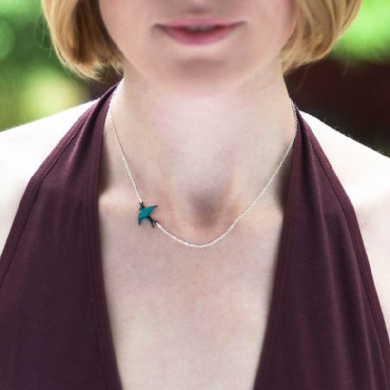 Blue Bird Necklace - Etsy