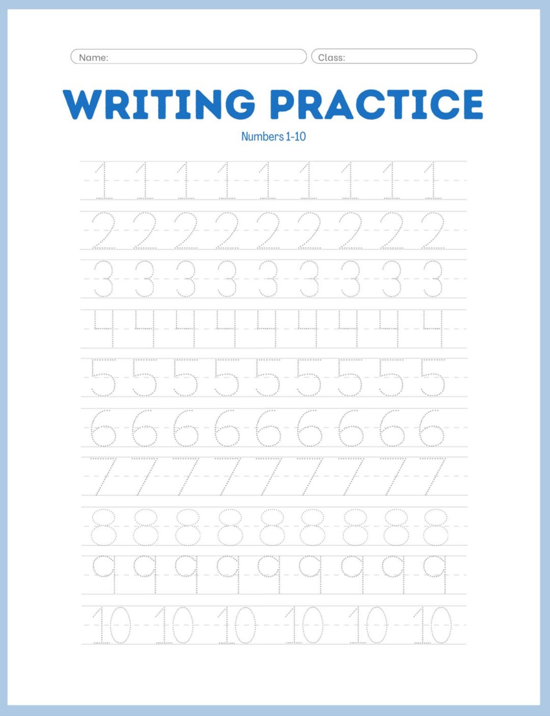 Number Writing Practice Worksheets (1-10) – Perfect for Early Learners ...