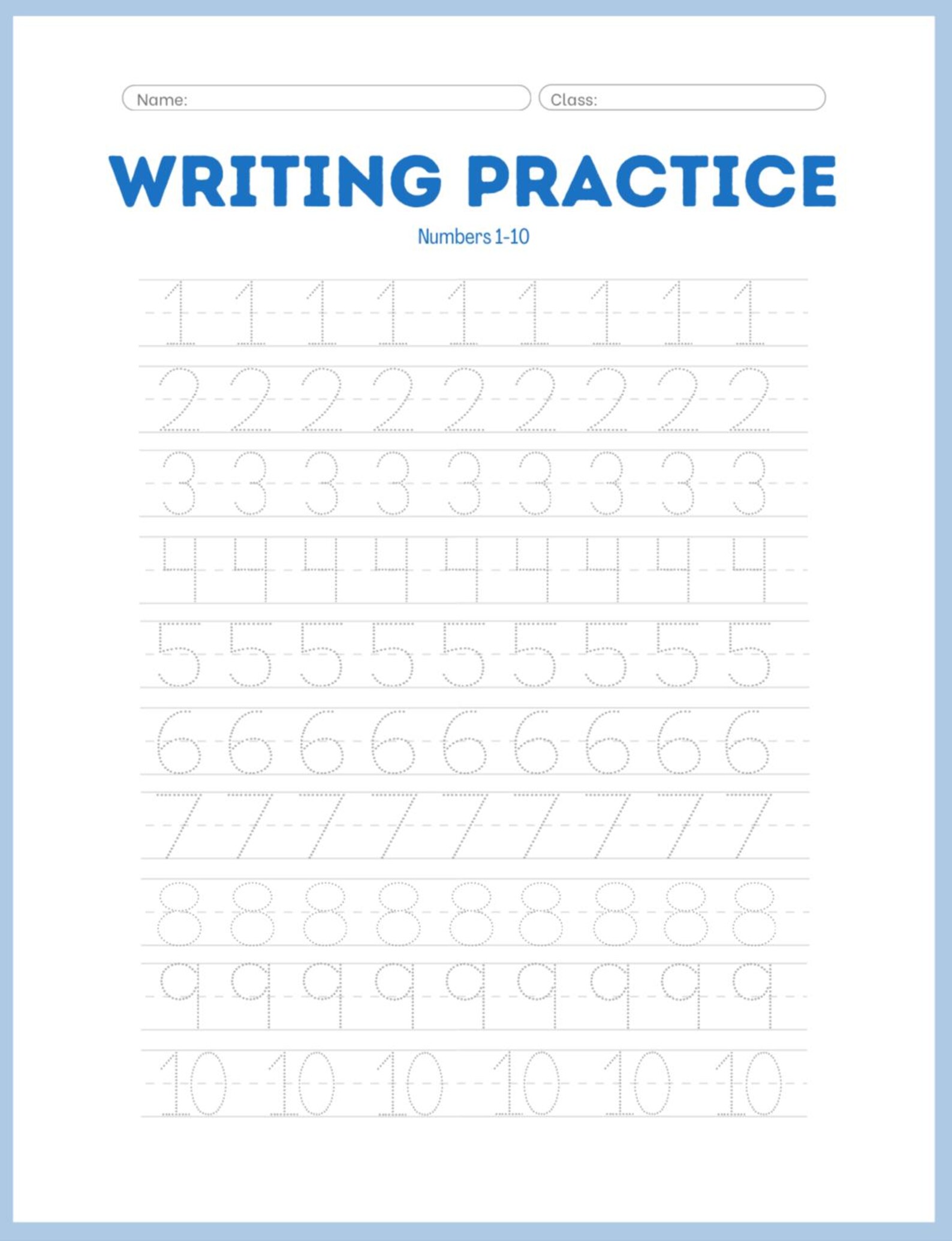 Number Writing Practice Worksheets (1-10) – Perfect for Early Learners ...