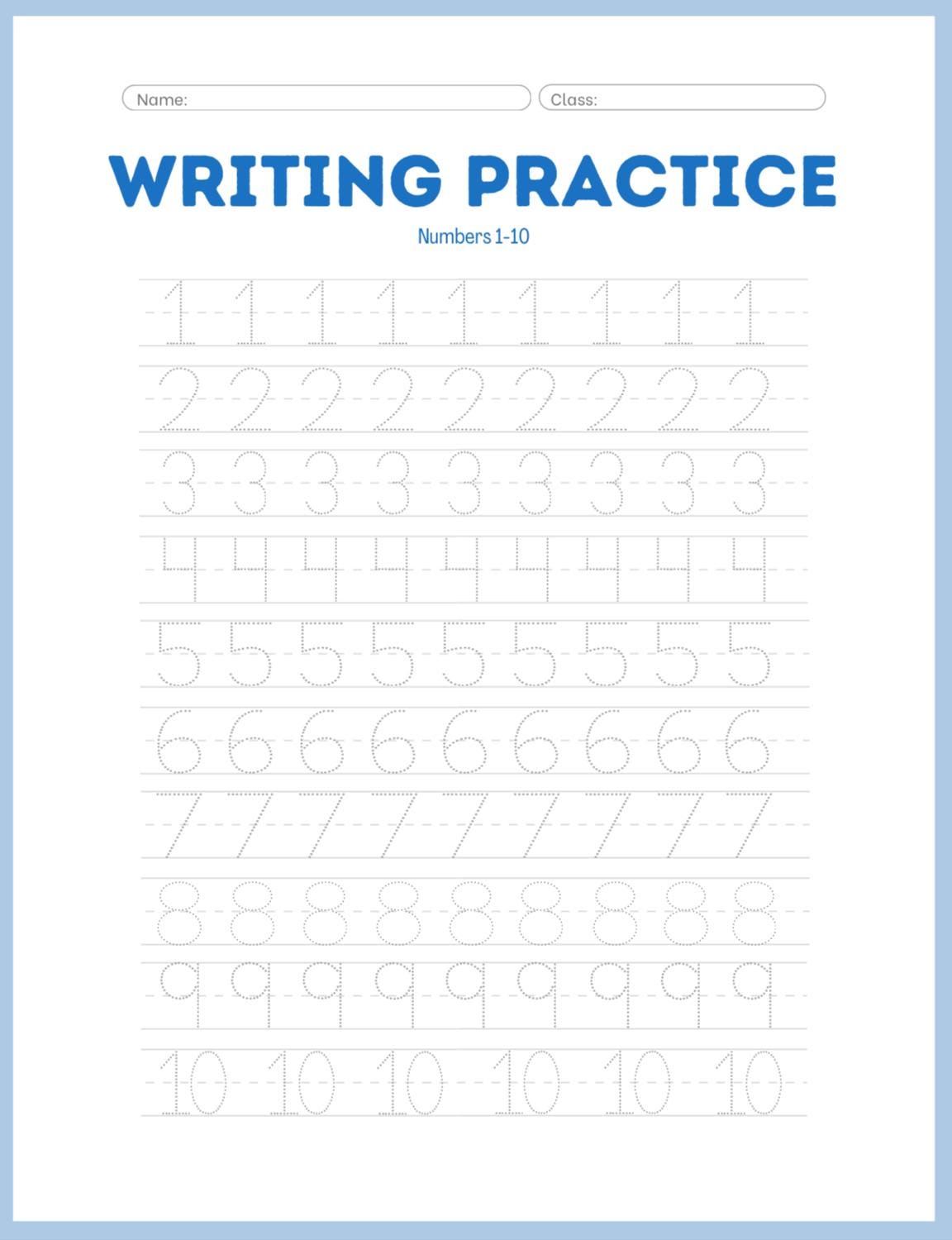 Number Writing Practice Worksheets (1-10) – Perfect for Early Learners ...