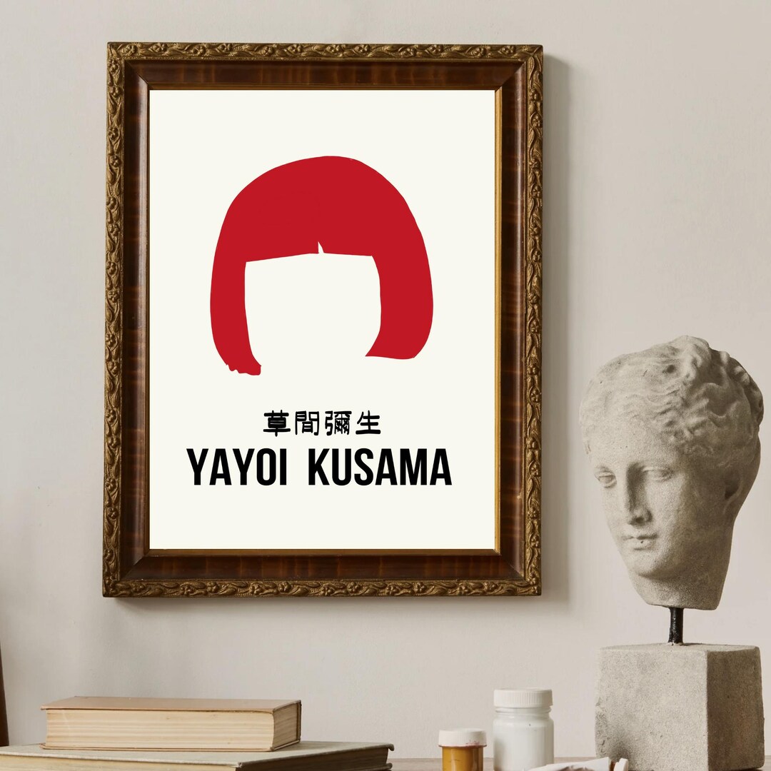 Yayoi Kusama Art Print - Celebrating Her Signature Red Hair & Cultural ...
