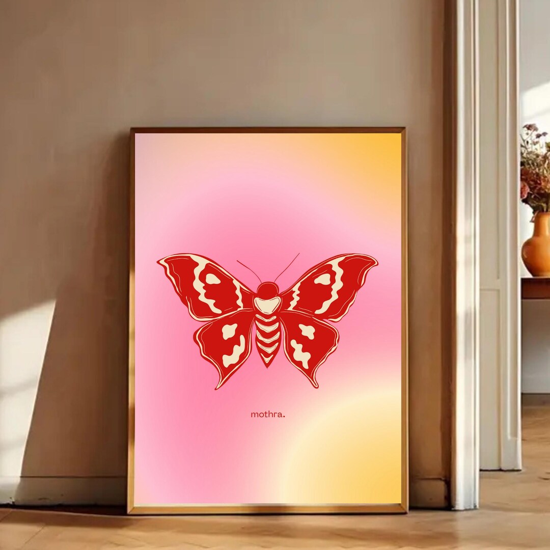 Mothra Art Print, Japanese Anime Kaiju, Gothic Monster Artwork (digital ...