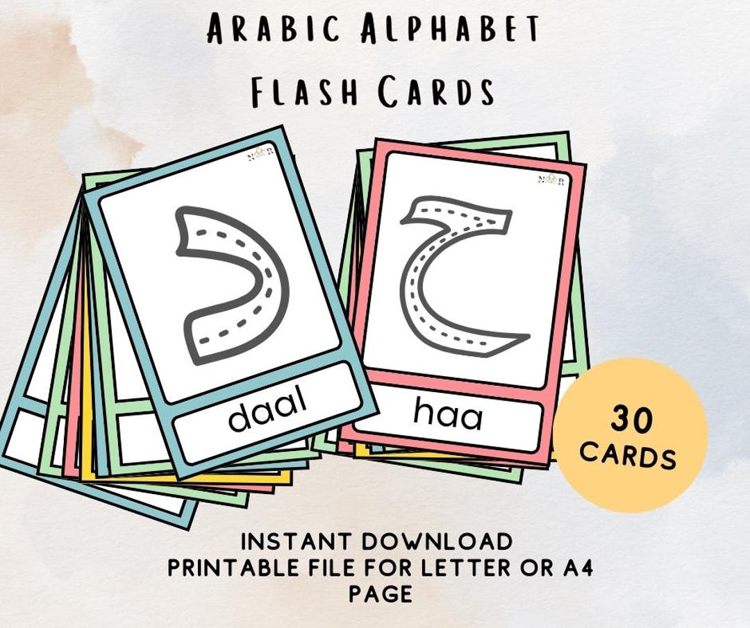Arabic Alphabet Hijaiyah Tracing Flashcards: Islamic Learning Cards for ...