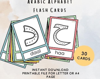 Arabic Alphabet Hijaiyah Tracing Flashcards: Islamic Learning Cards for ...