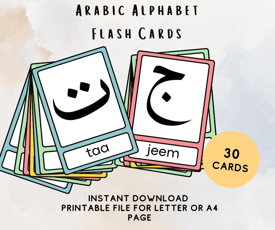 Arabic Alphabet Flashcards: Islamic Learning Cards for Kids (PDF ...